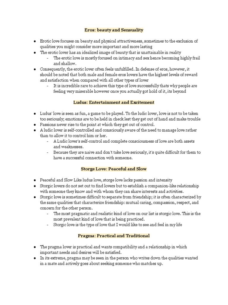 Exploring Six Types of Love | PDF