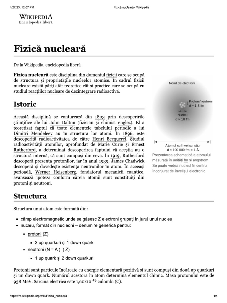 Fizica Nucleara Referat | PDF