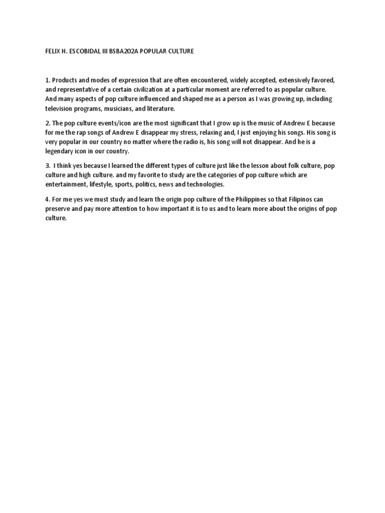 Impact of Popular Culture in the Philippines | PDF