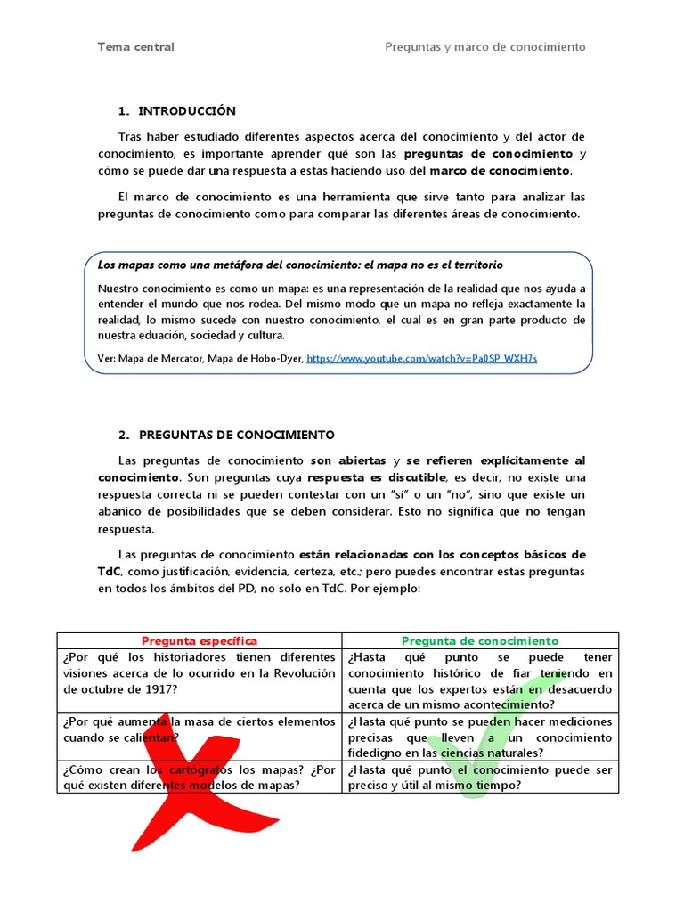 Preguntas y Marco de Conocimiento | PDF | Conocimiento | Mapa