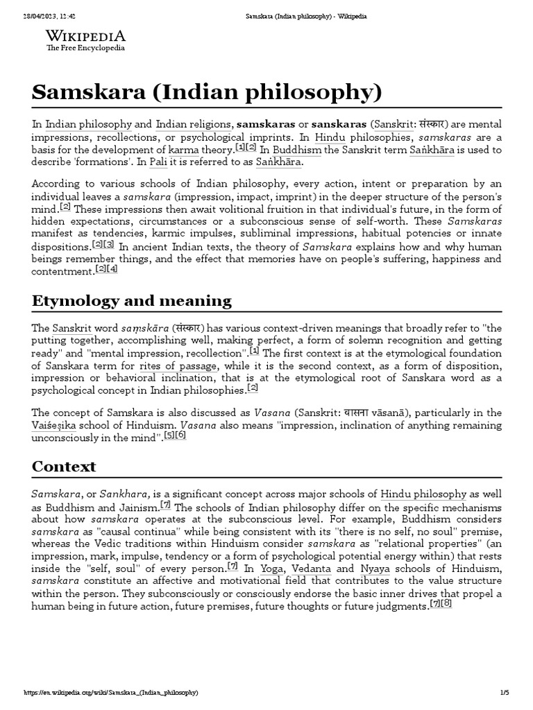 Samskara | PDF | Hindu Philosophical Concepts | Indian Philosophy