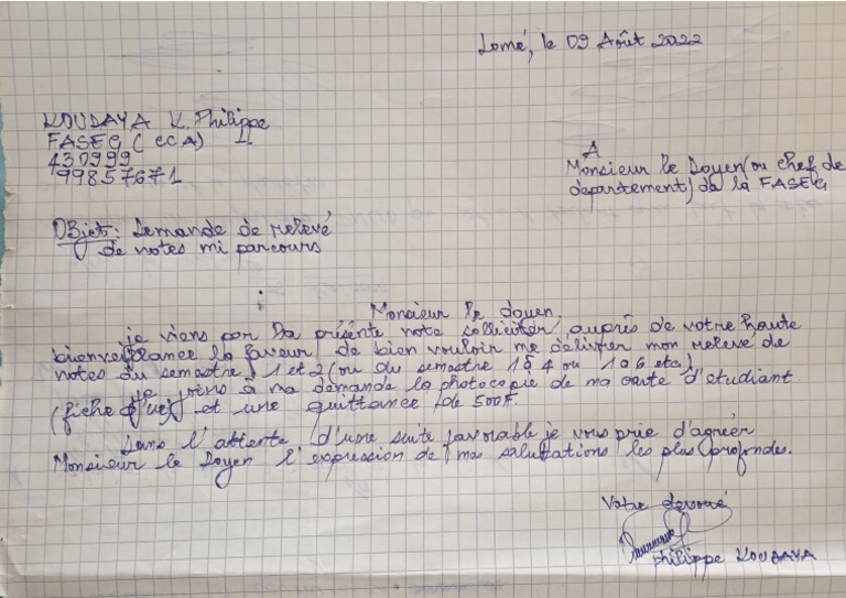 Lettre de Demande de Relevé | PDF