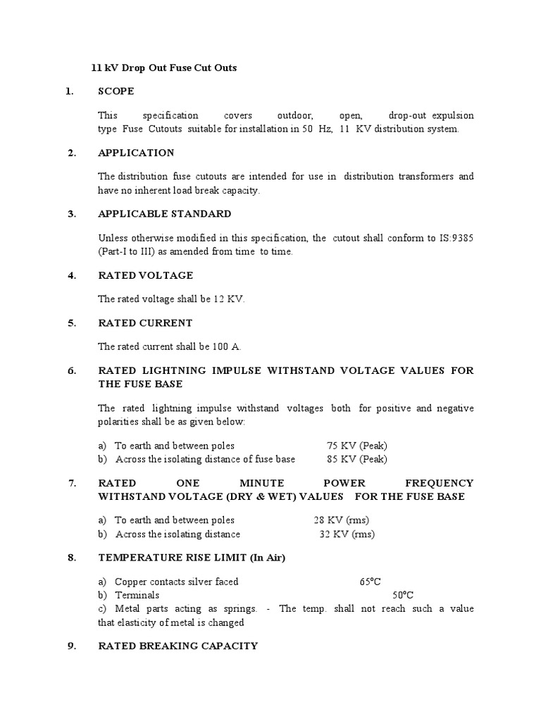 11 KV Drop Out Fuse Cut Outs | PDF | Fuse (Electrical) | Insulator ...