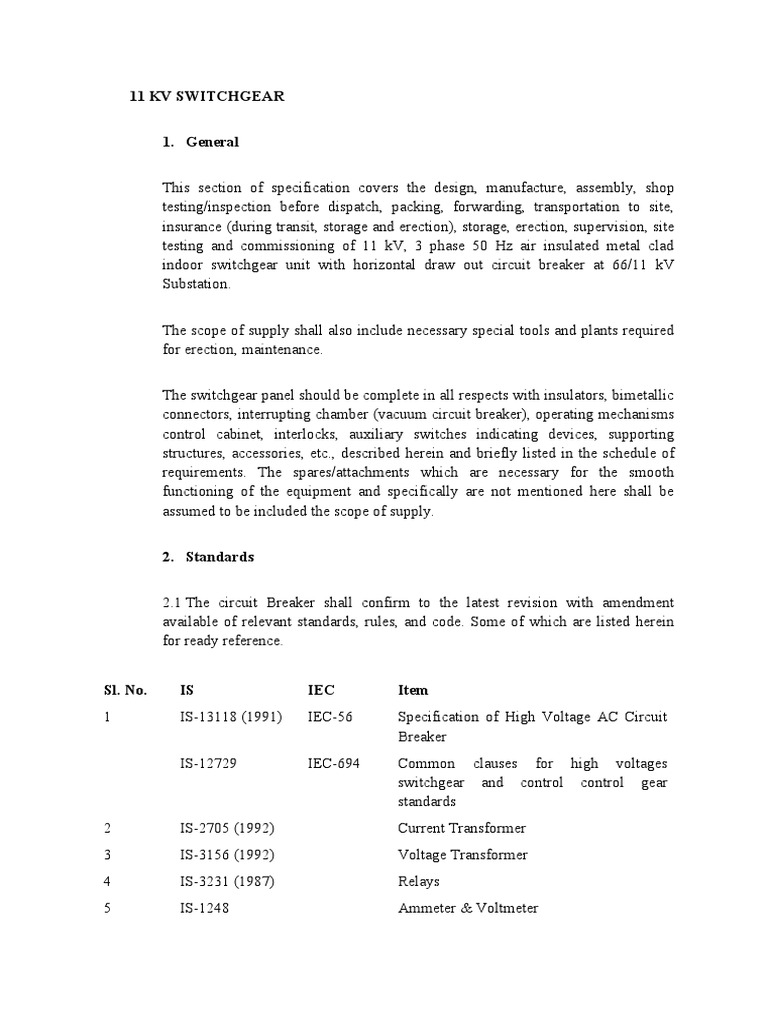 11 KV Switchgear | PDF | Relay | Insulator (Electricity)