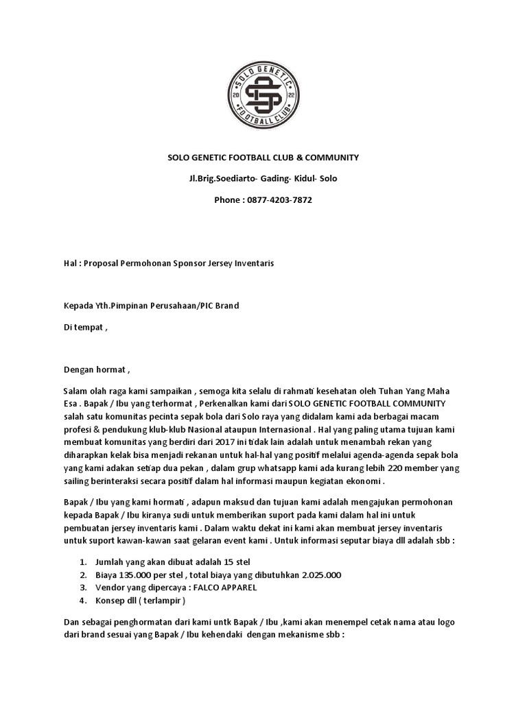 Proposal Sponsor Jersey | PDF