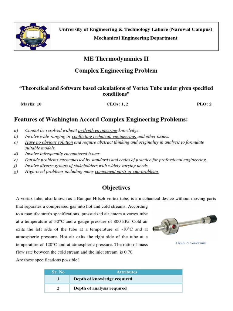 ME Thermodynamics II Complex Engineering Problem | PDF | Engineering ...