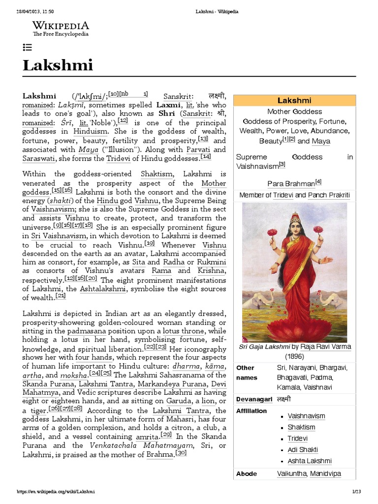 Lakshmi | PDF | Devi | Vishnu