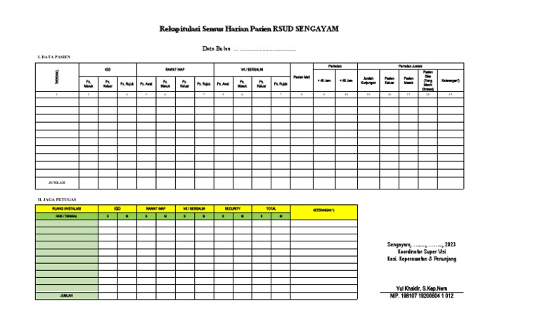 Rekapitulasi Sensus Harian Pasien RSUD SENGAYAM | PDF