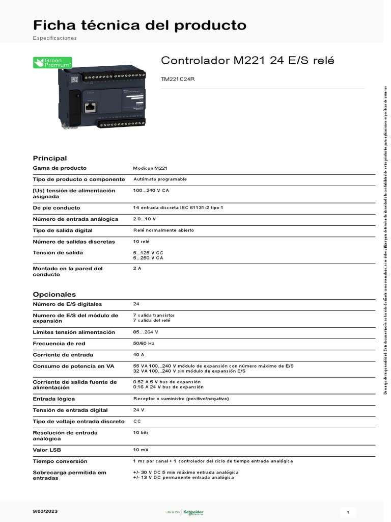 Modicon M221 - TM221C24R | PDF | USB | Relé