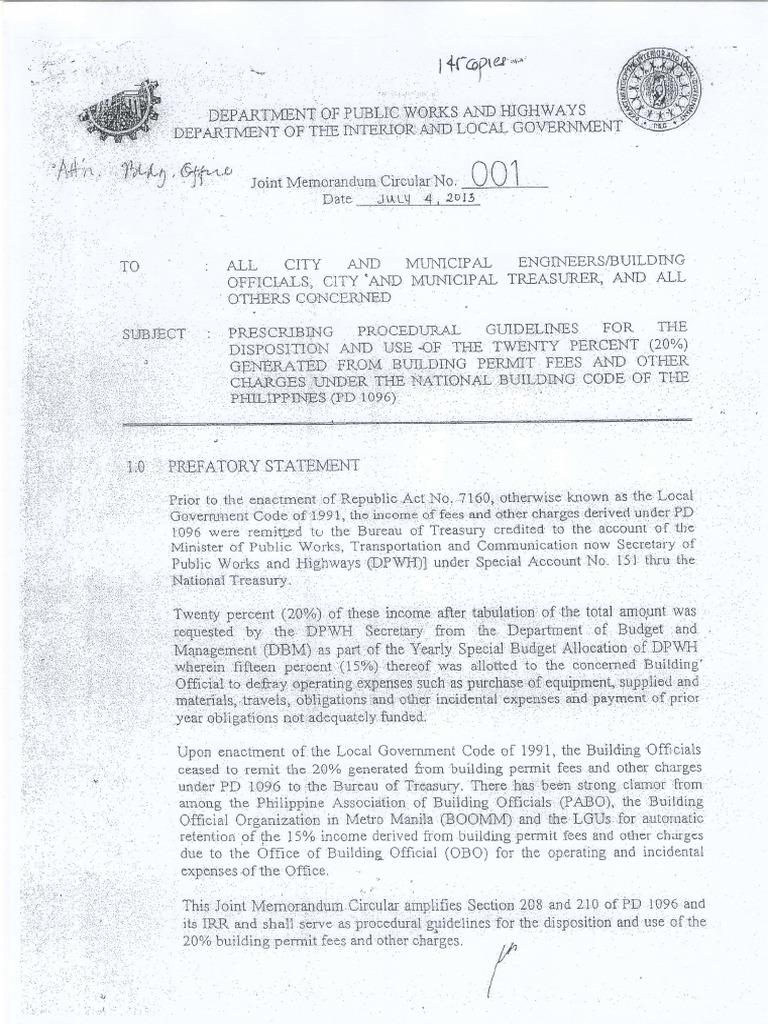 Dpwh-Dilg JMC 001 07-04-13 & MC 2014-153 | PDF