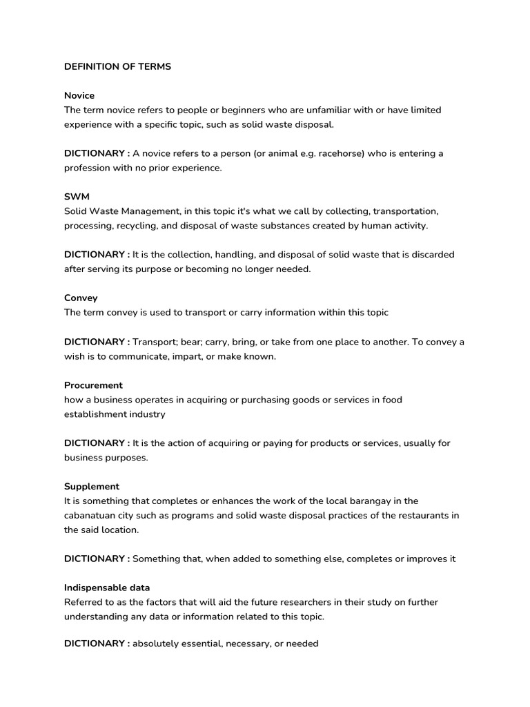 Definition of Terms | PDF | Biodegradation | Waste