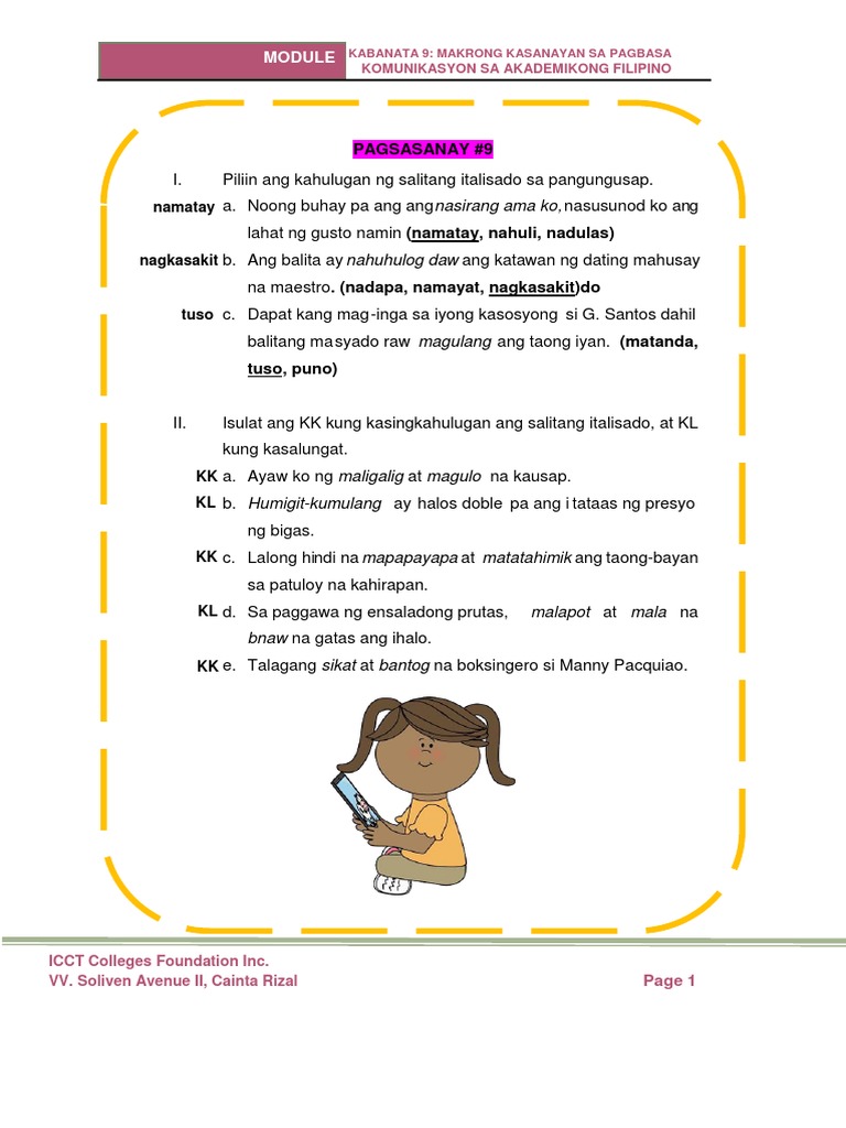 Pagsasanay #9 Olfil | PDF