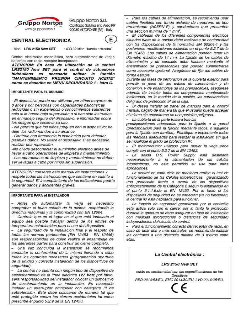 Manual Central LRS2150 | PDF | Diodo emisor de luz | Electrónica