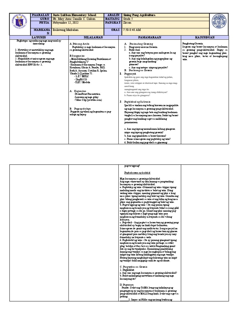 Zircon Ikalawang Markahan: A. Paksang Aralin A. Panimulang Gawaing | PDF