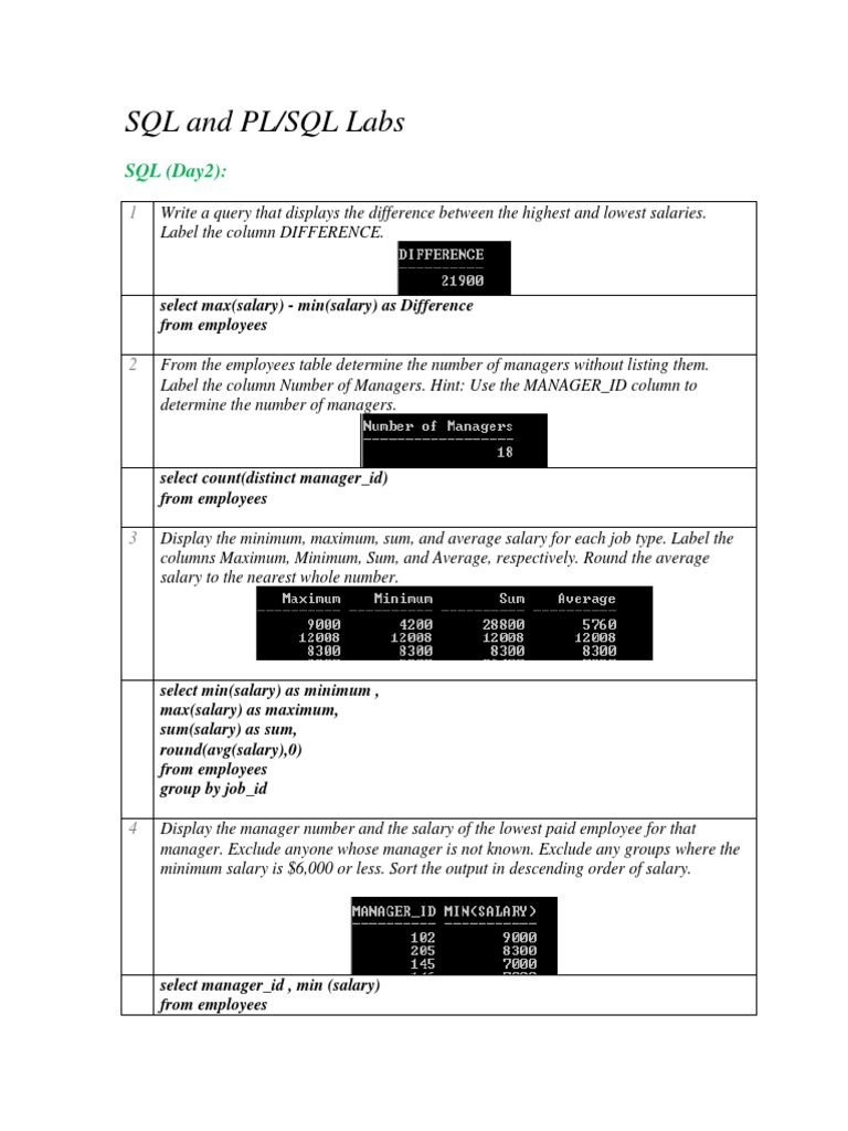 SQL Day2 2 | PDF | Salary | Sql SQL Day2 2 | PDF | Salary | Sql