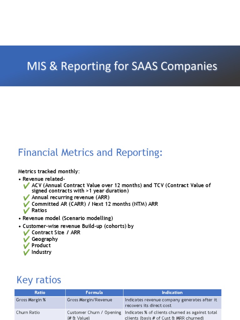 MIS and Reporting for SAAS_29092020 | PDF | Revenue | Cost