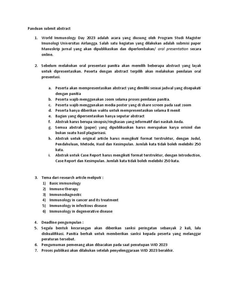 Panduan Submit Abstract | PDF