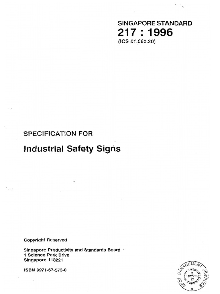 SS 217 - 1996 Industrial Safety Signs III | PDF