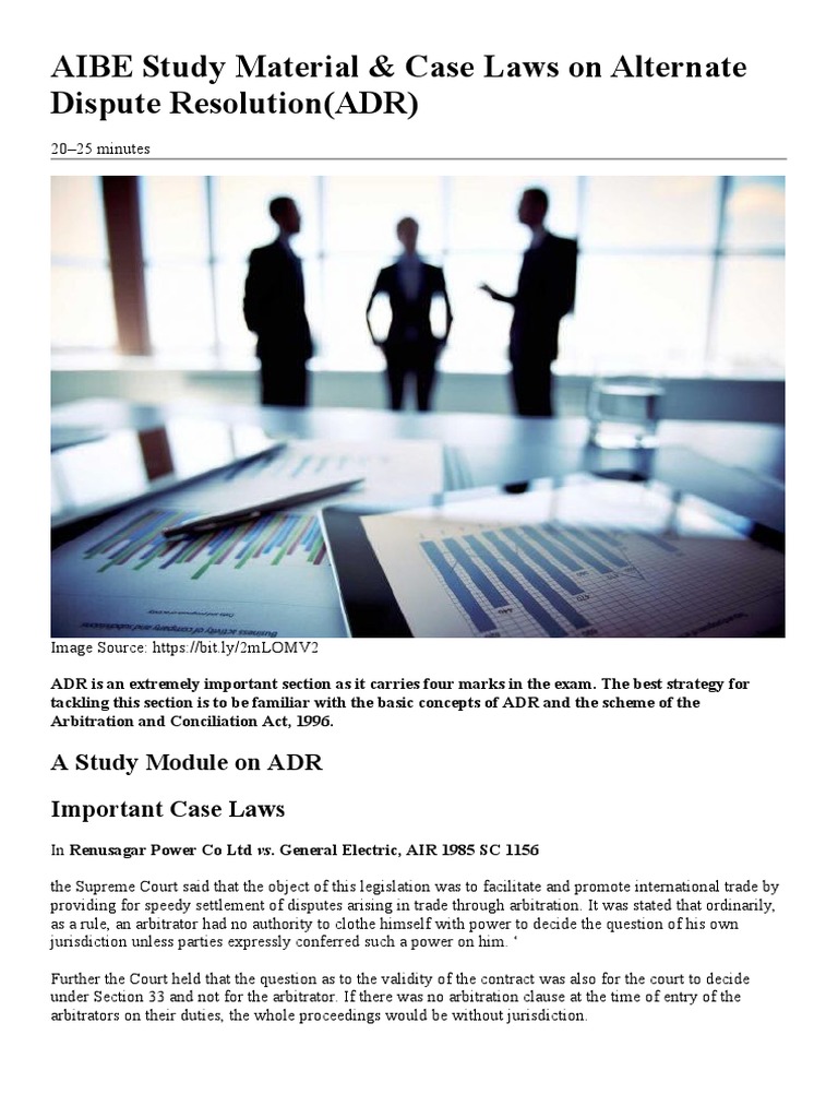 AIBE Study Material & Case Laws On Alternate Dispute Resolution (ADR) | PDF | Arbitration ...