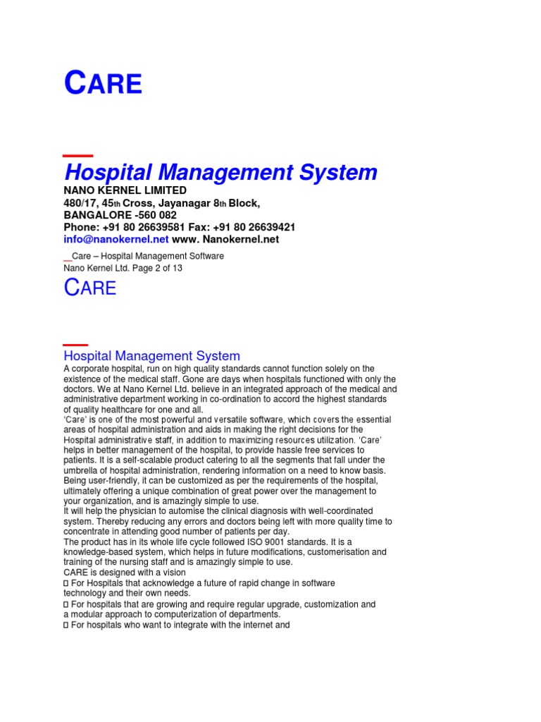 Hospital Management System | PDF | Patient | Hospital