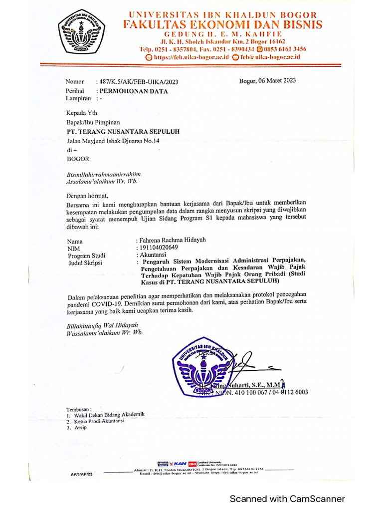 Surat Permohonan Izin Penelitian | PDF