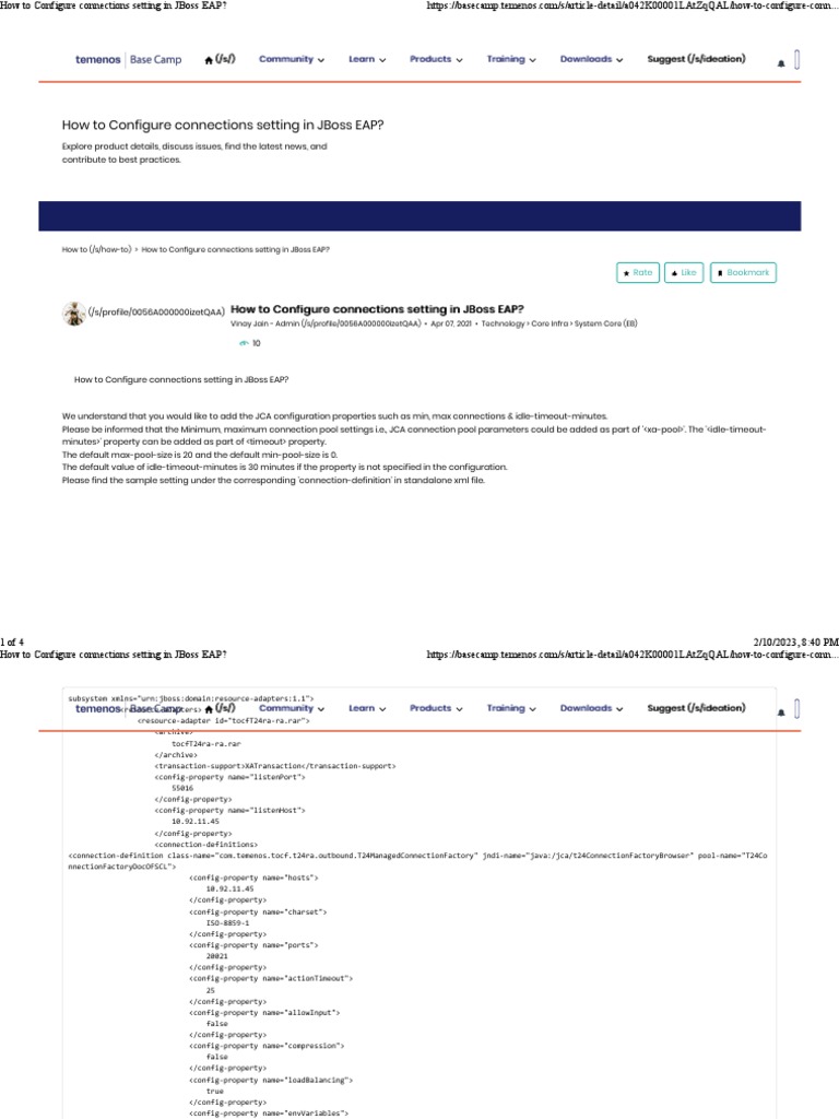 How To Configure Connections Setting in Jboss Eap? | PDF | Software | Computer Science
