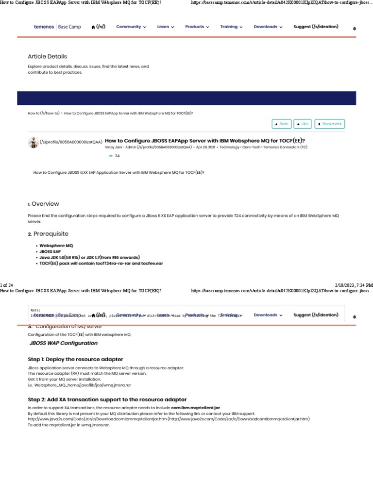 How To Configure JBOSS EAPApp Server With IBM Websphere MQ For TOCF (EE) | Download Free PDF ...