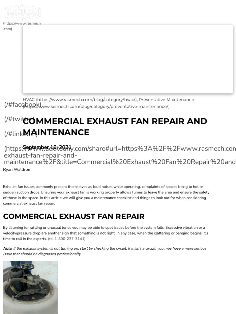 Commercial Exhaust Fan Repair and Maintenance - RasMech | PDF ...