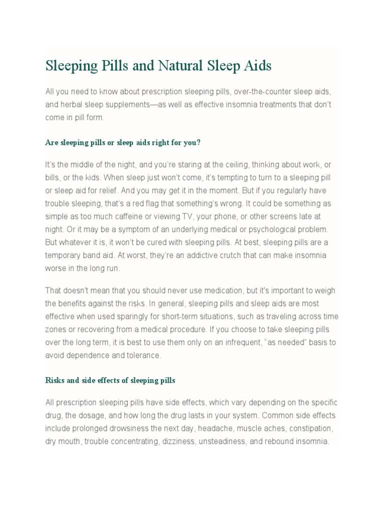 Sleeping Pills and Natural Sleep Aids | PDF | Insomnia | Benzodiazepine