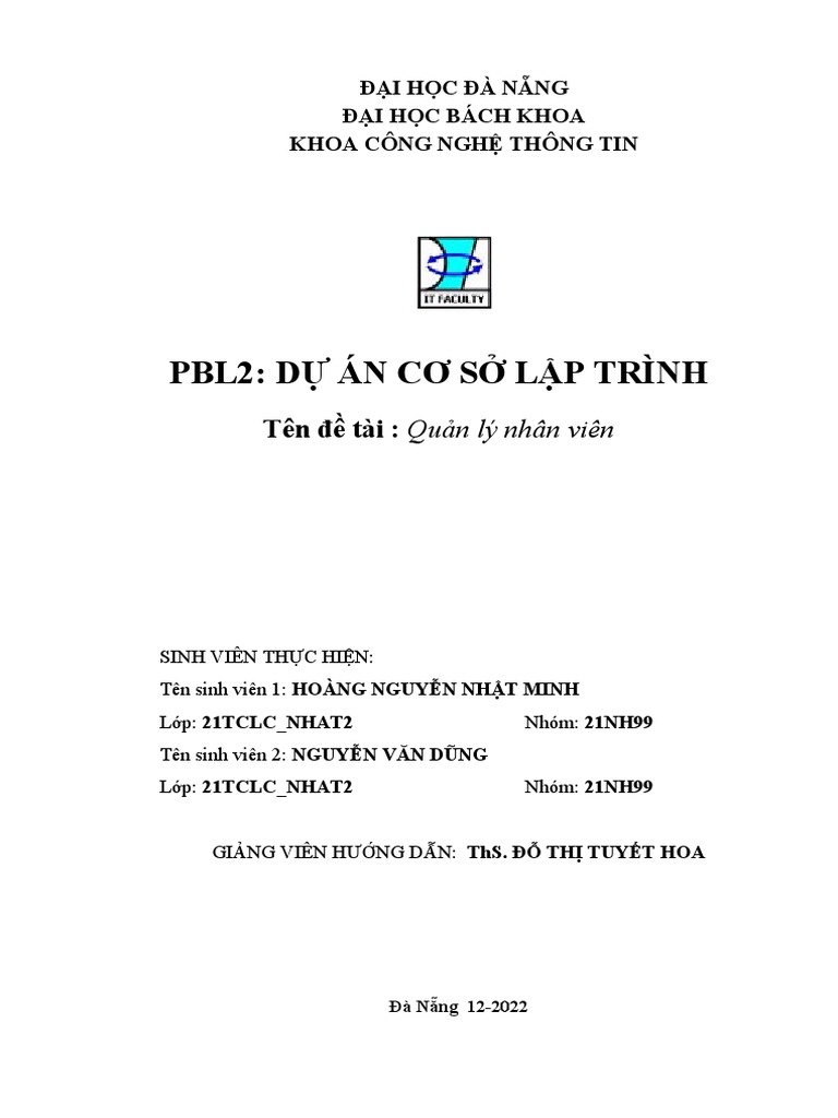 Pbl2: Dự Án Cơ Sở Lập Trình | PDF