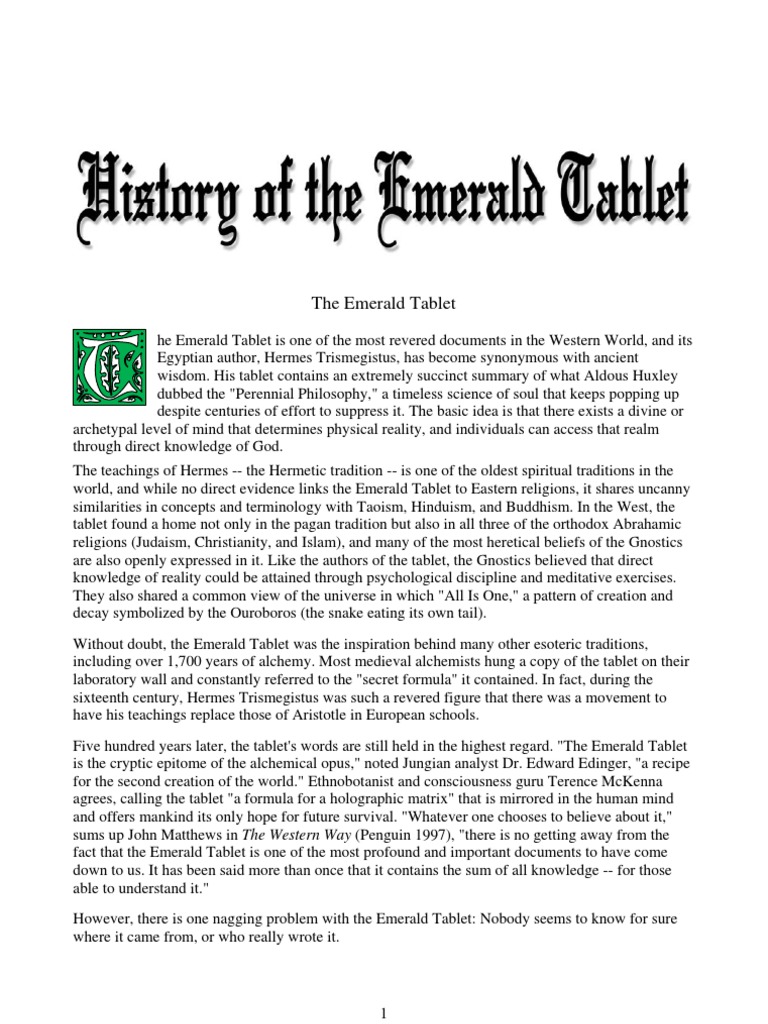 History of The Emerald Tablet | PDF | Hermes Trismegistus | Akhenaten