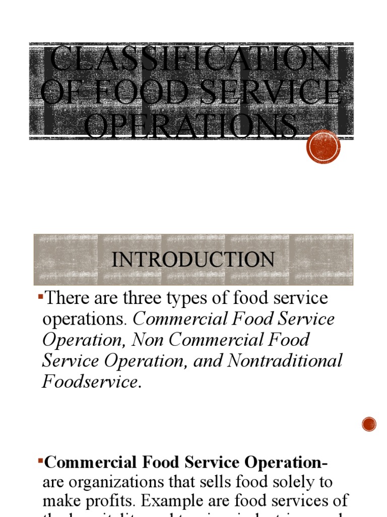 Classification of Food Service Operations | PDF | Restaurants | Foodservice