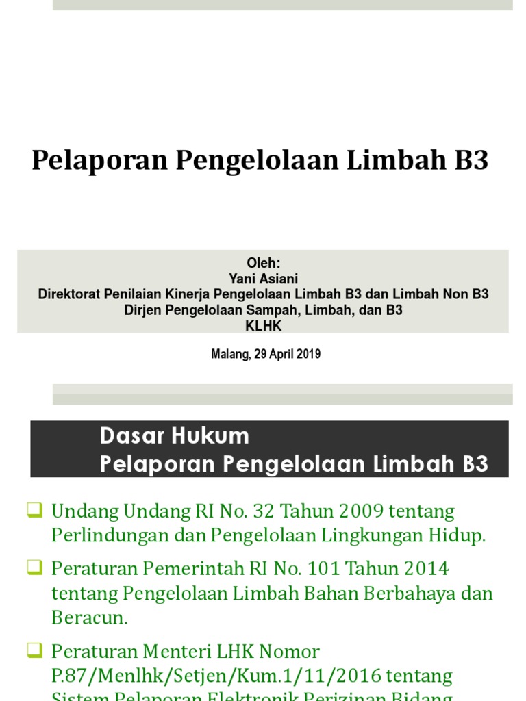 Pelaporan Pengelolaan Limbah B3 | PDF