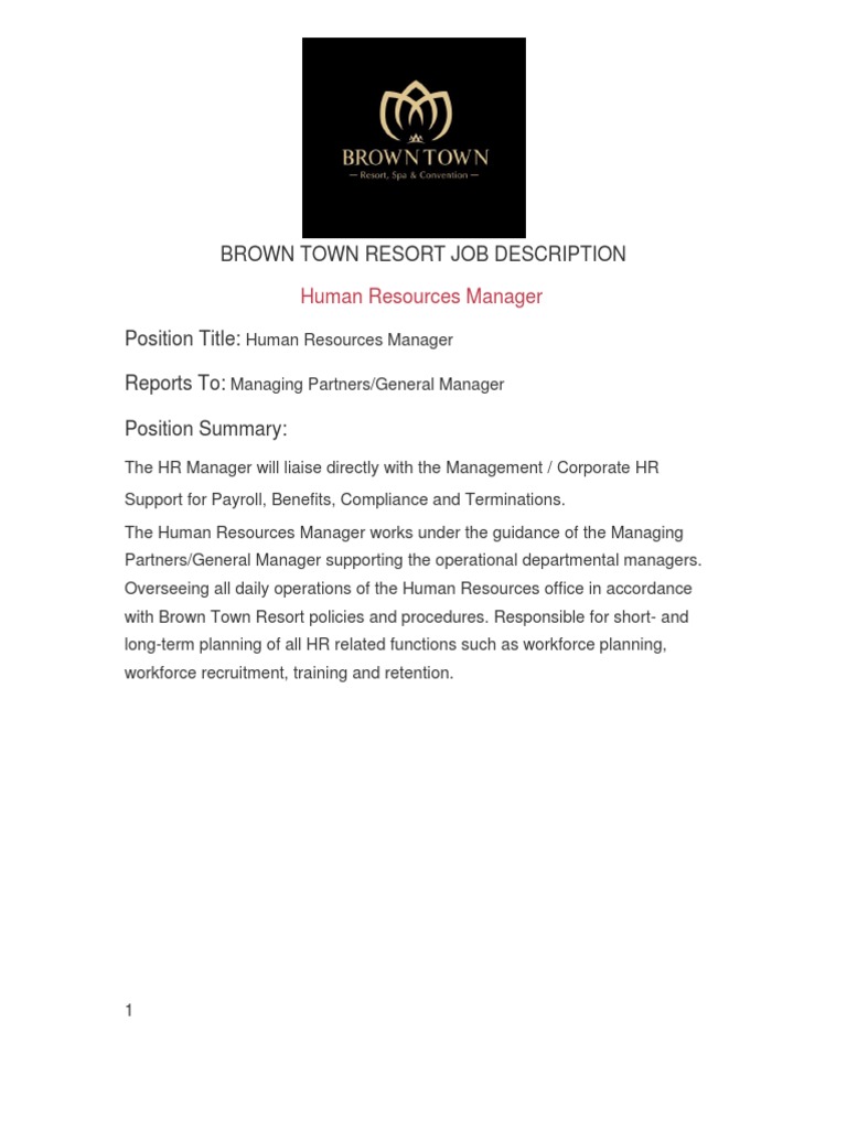 Human Resources Manager Job Description | PDF | Human Resource ...