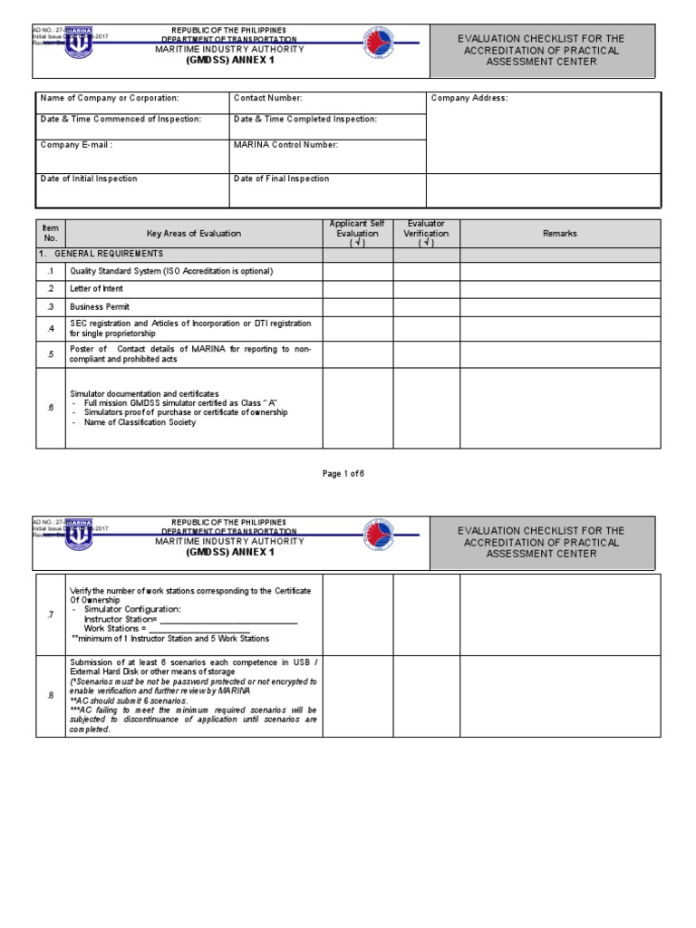27 AC Inspection Annex 1 GMDSS General Requirements | PDF | Simulation ...