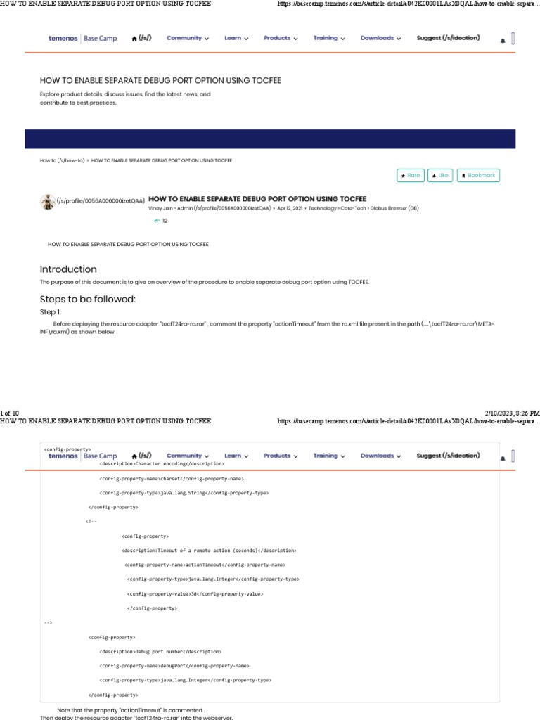 How To Enable Separate Debug Port Option Using Tocfee: Steps To Be Followed | Download Free PDF ...