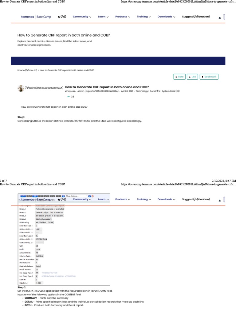 How To Generate CRF Report in Both Online and COB? | PDF | Cyberspace | Software Engineering