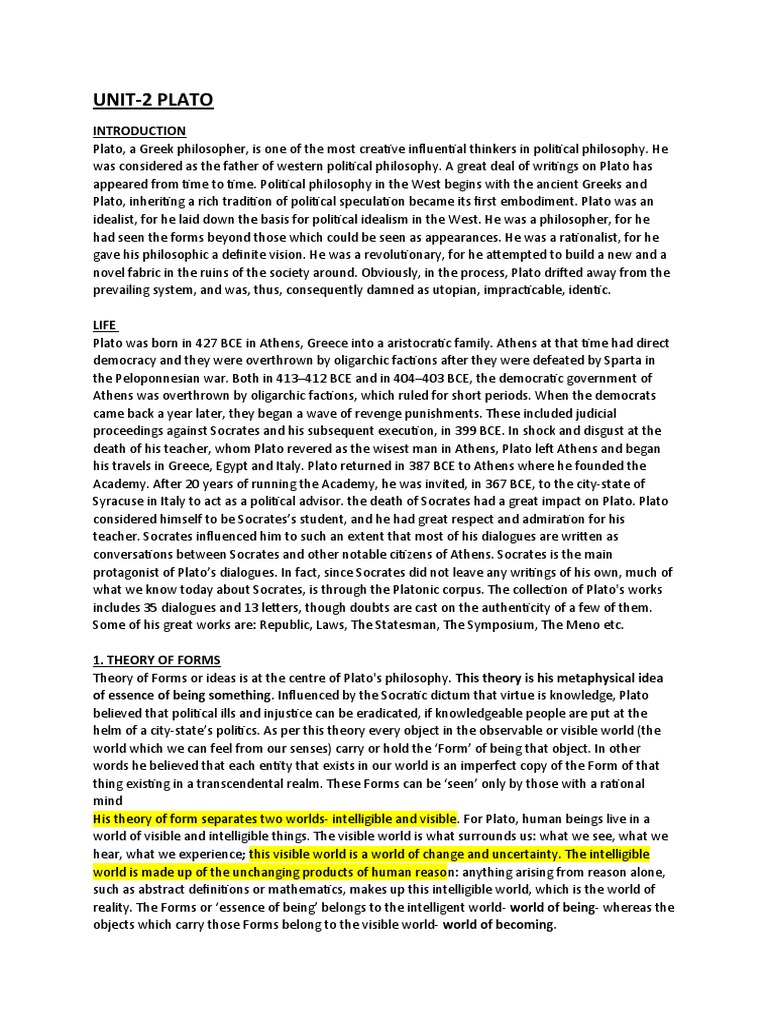 Political Philosophy of Plato | PDF | Plato | Socrates