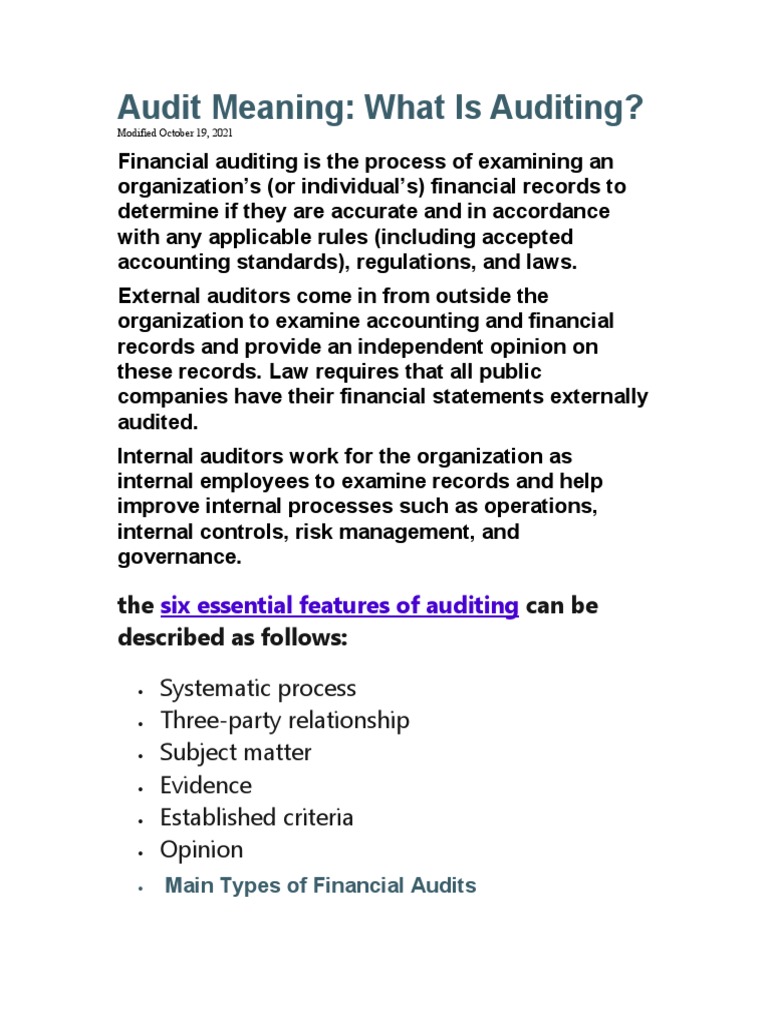 Audit Meaning | PDF | Audit | Financial Audit
