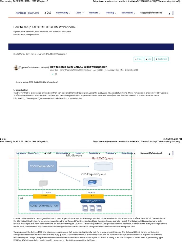 How To Setup TAFC CALLJEE in IBM Websphere? | PDF | Software | Network Architecture