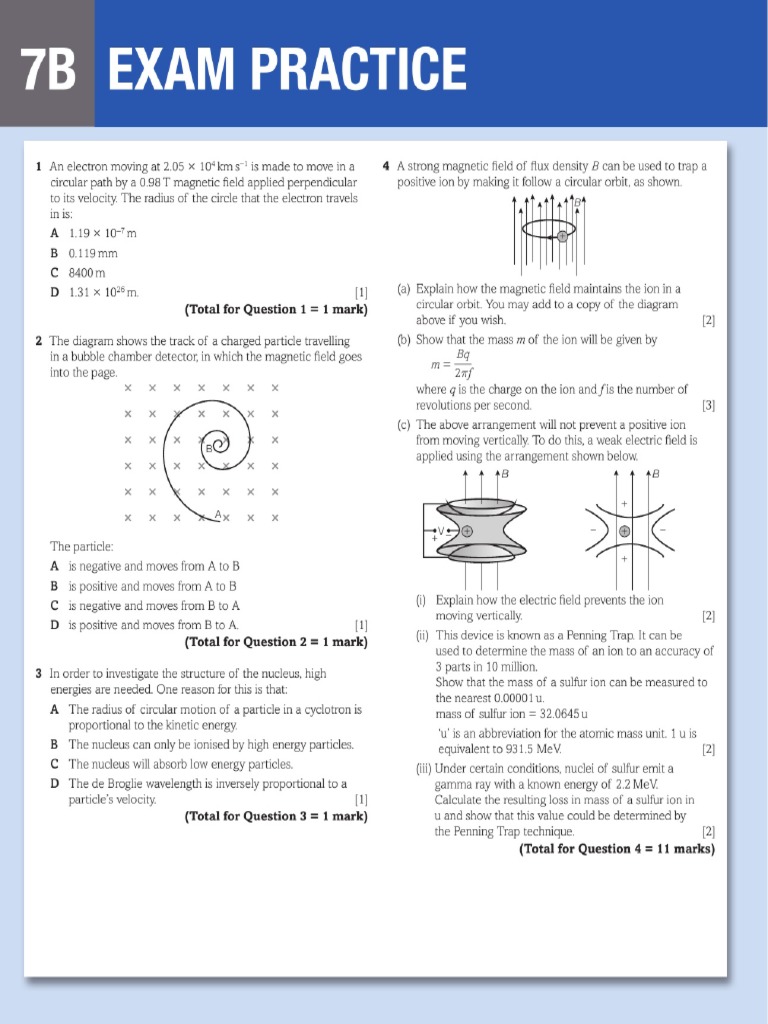 7B Particle Accelerator Detector Exam Practice | PDF