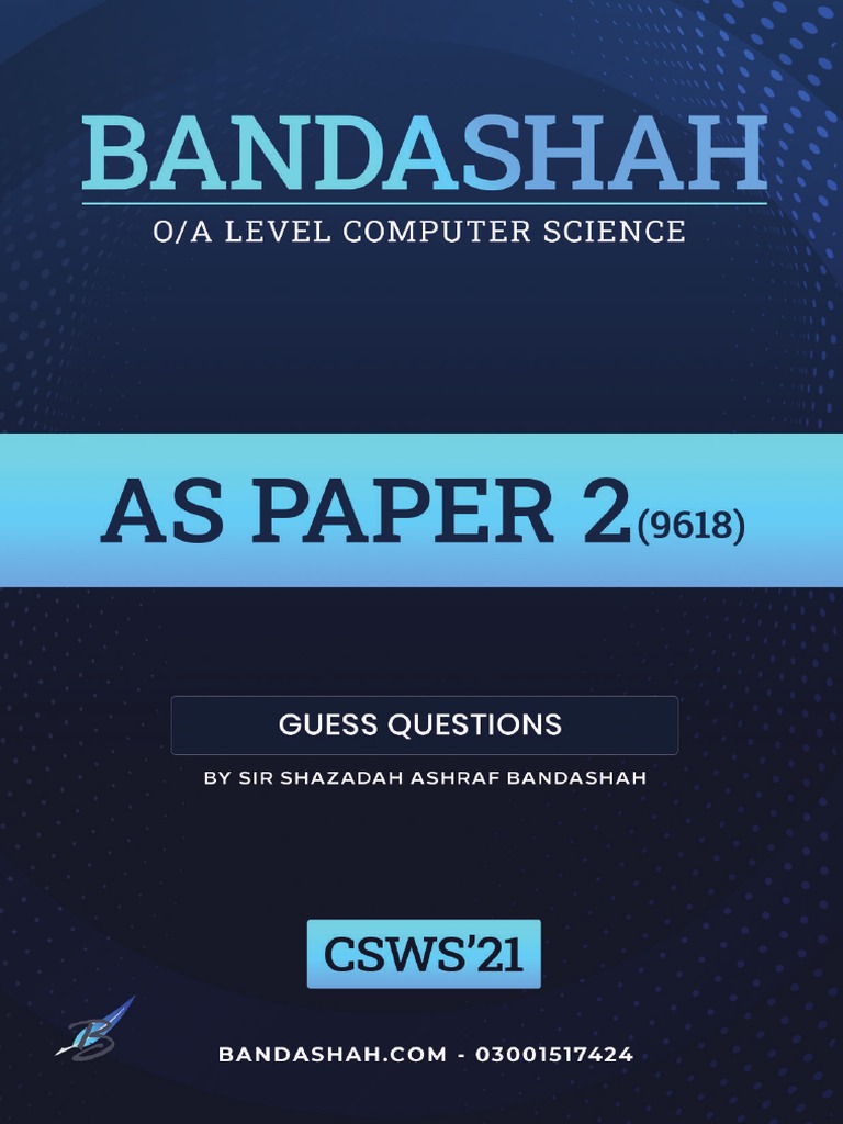 Guess Questions Paper 2 AS CS 9618 by Bandashah | PDF | Computing | Software Engineering