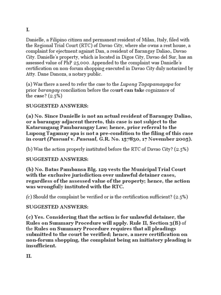 Filing of Ejectment Case Dispute | PDF | Complaint | Probable Cause