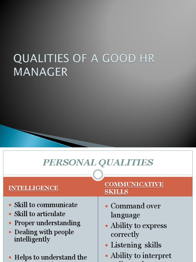 Essential Qualities of HR Managers | PDF | Understanding | Human ...