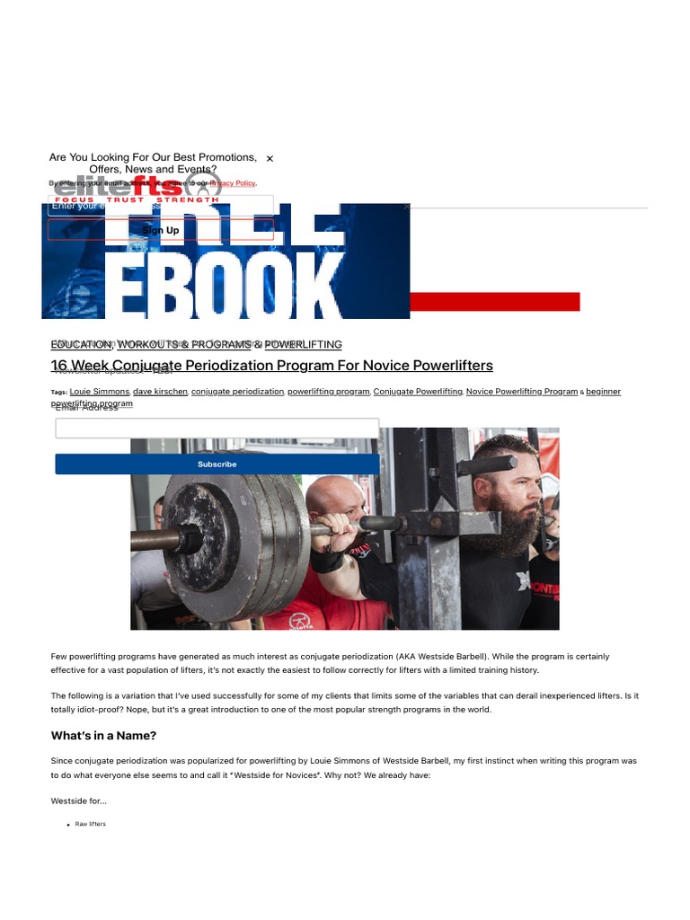 16 Week Conjugate Periodization Program For Novice Powerlifters | PDF ...