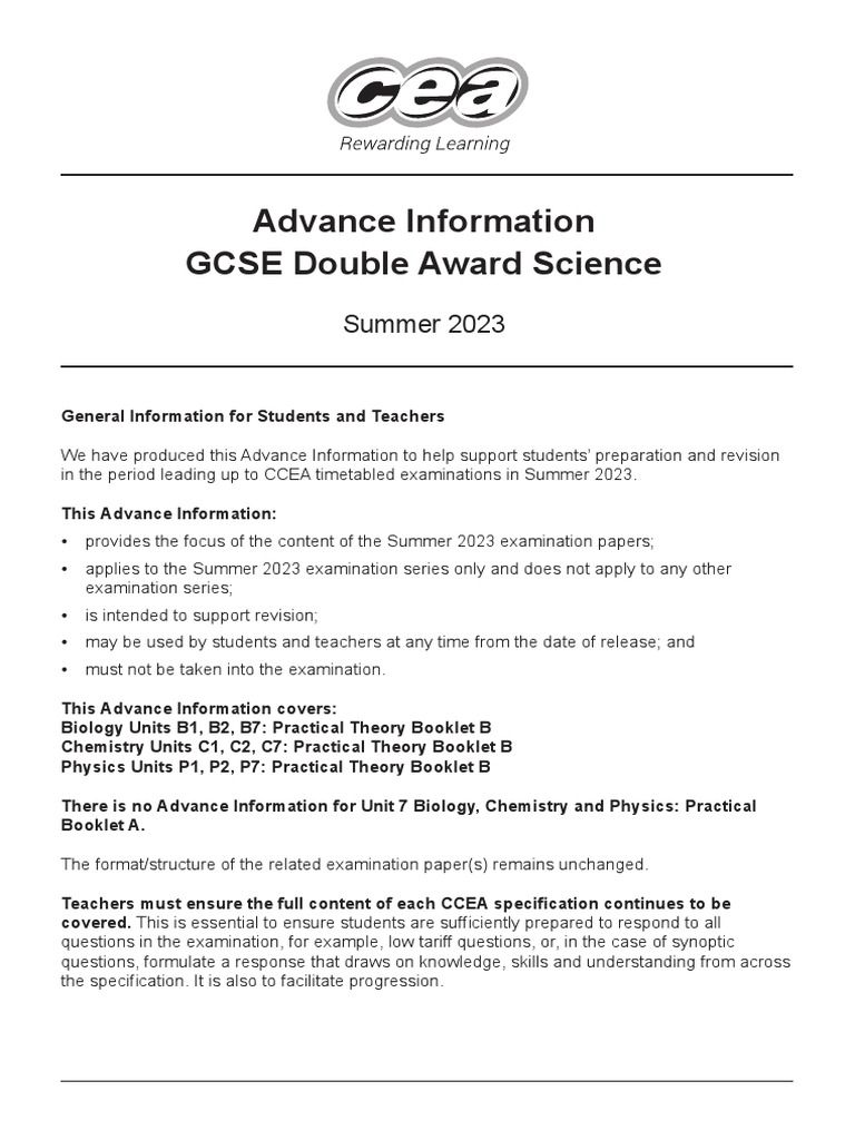 GCSE Science Double Award (2017) - Advance-Information-2023 | PDF ...