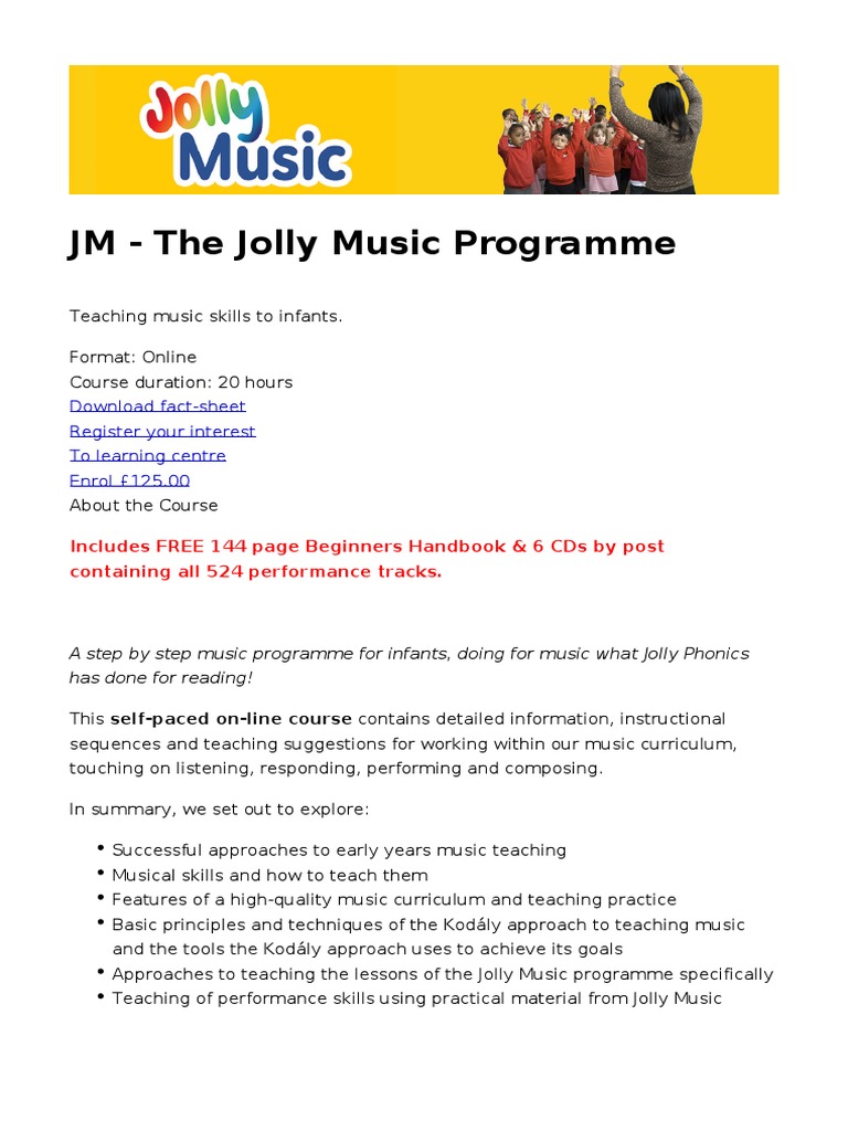 JM The Jolly Music Programme | PDF | Teachers | Curriculum