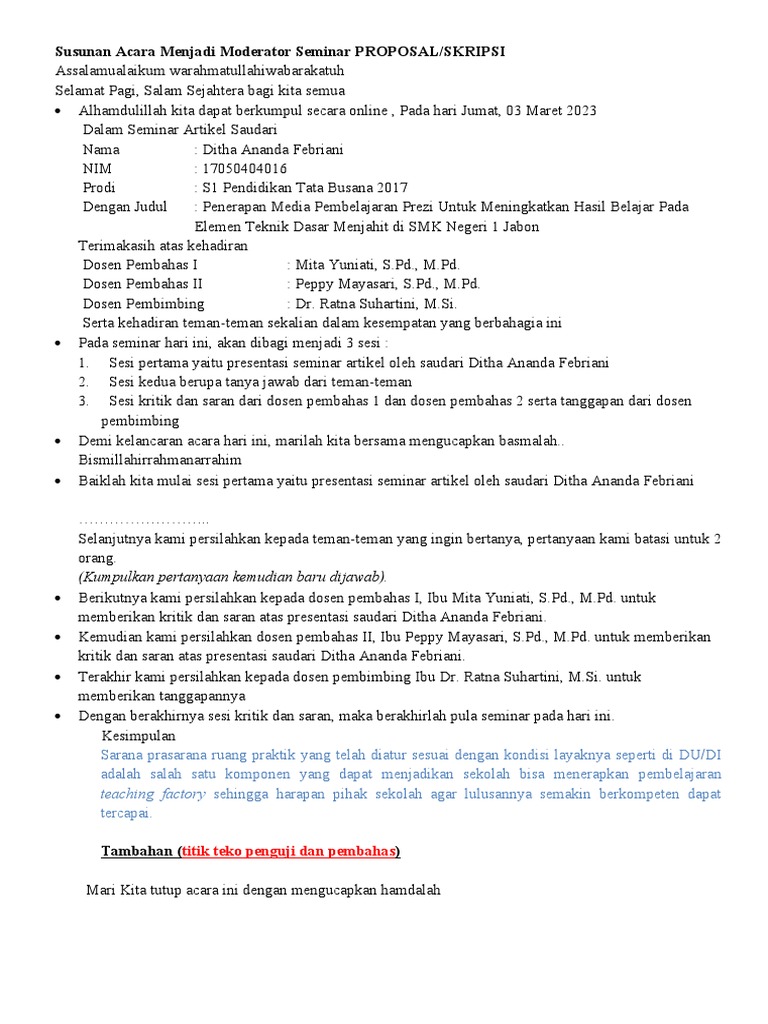 Teks Moderator Sempro | PDF