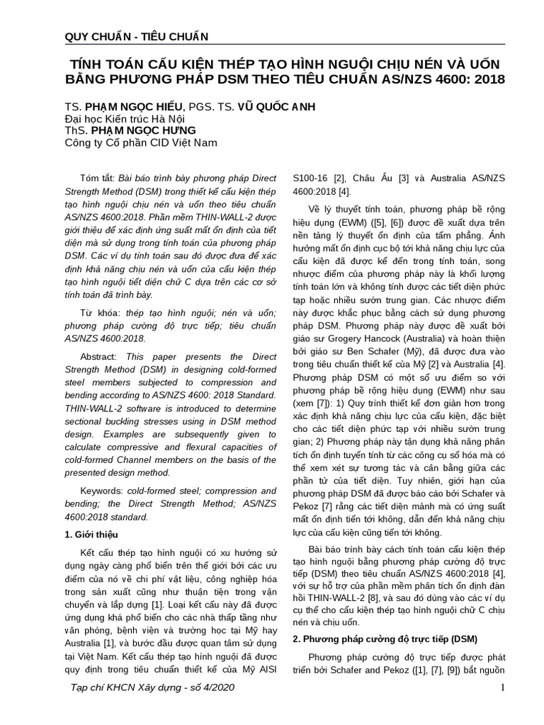 Tính toán cấu kiện thép tạo hình nguội chịu nén | PDF