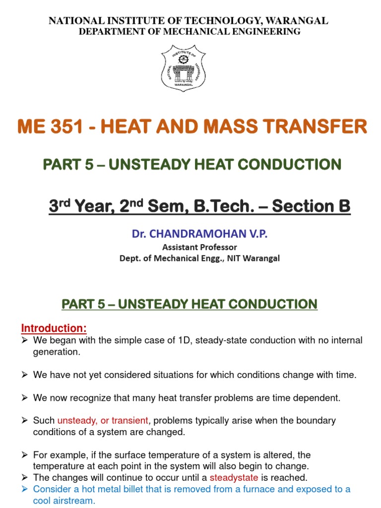5.unsteady Heat Conduction | PDF | Science & Mathematics